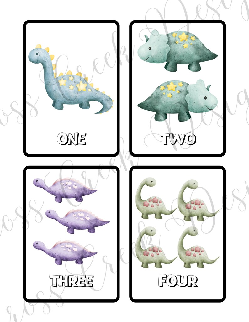 Dinosaur Number Flashcard Printable 1-10 Toddler Preschool - Etsy