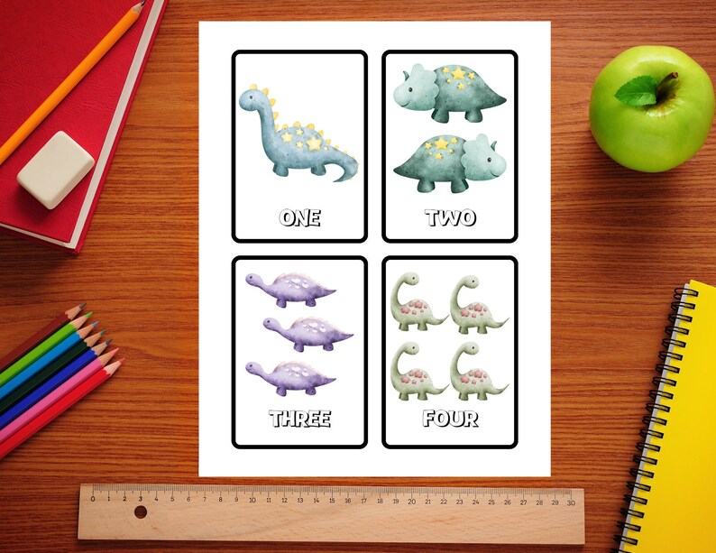 Dinosaur Number Flashcard Printable 1-10 Toddler Preschool - Etsy