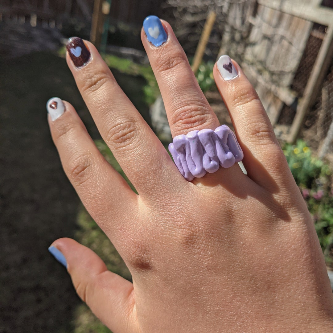 Purple Squiggle Clay Ring - Etsy