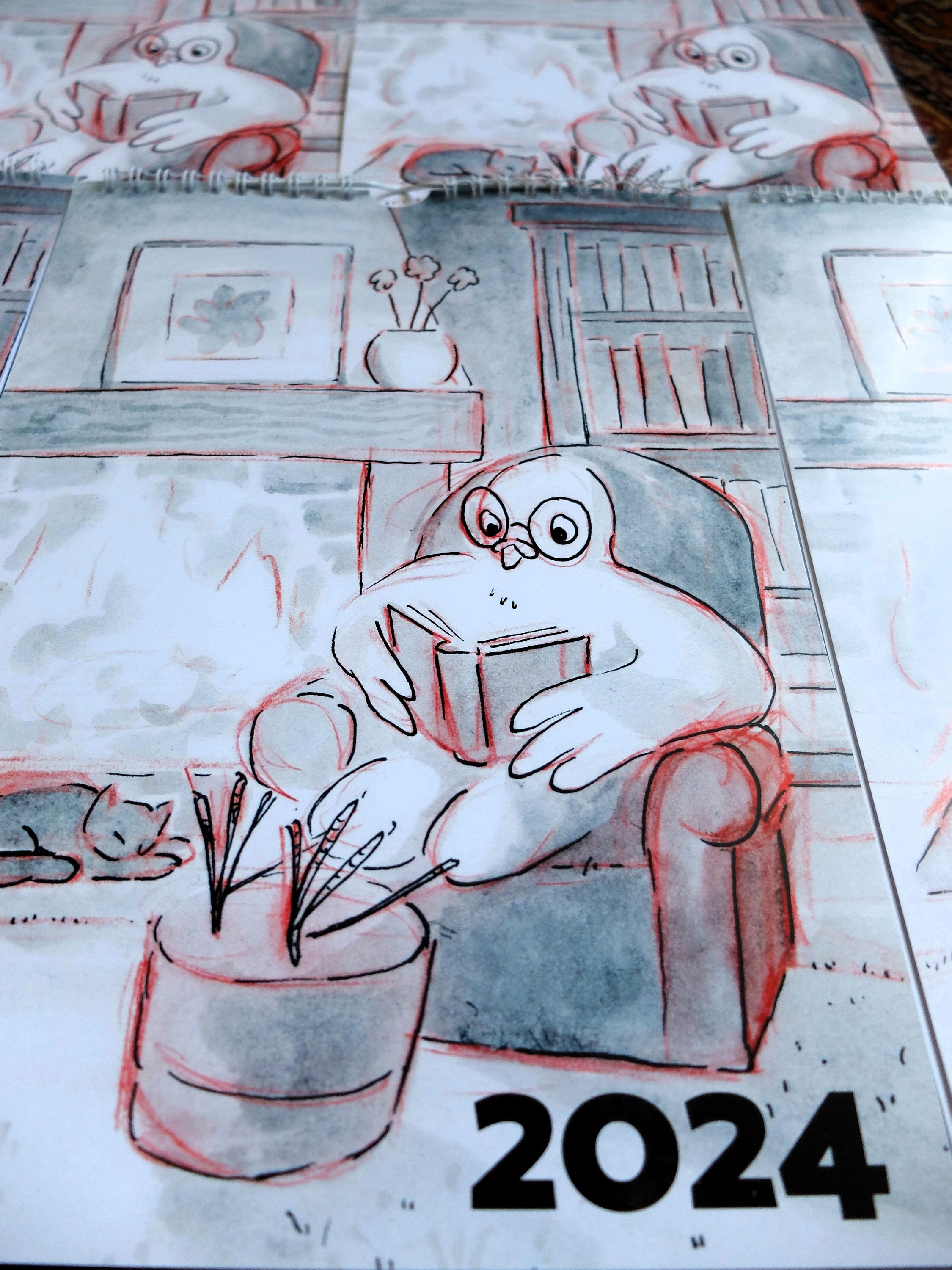 2024 Wall Calendar Pigeons Inktober A4 - Etsy