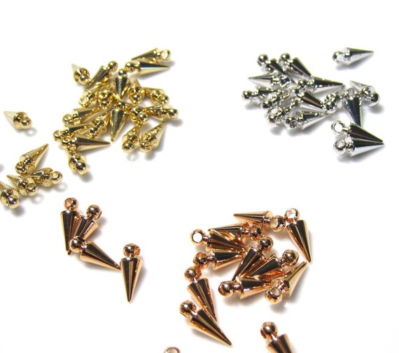 Tiny spike bead gold spike small spike 16k gold rhodium | Etsy