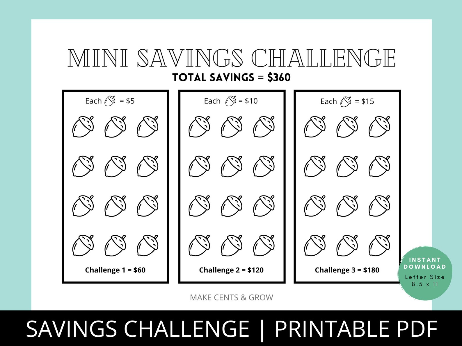 Mini Savings Challenge Fall Budget Binder Personal - Etsy
