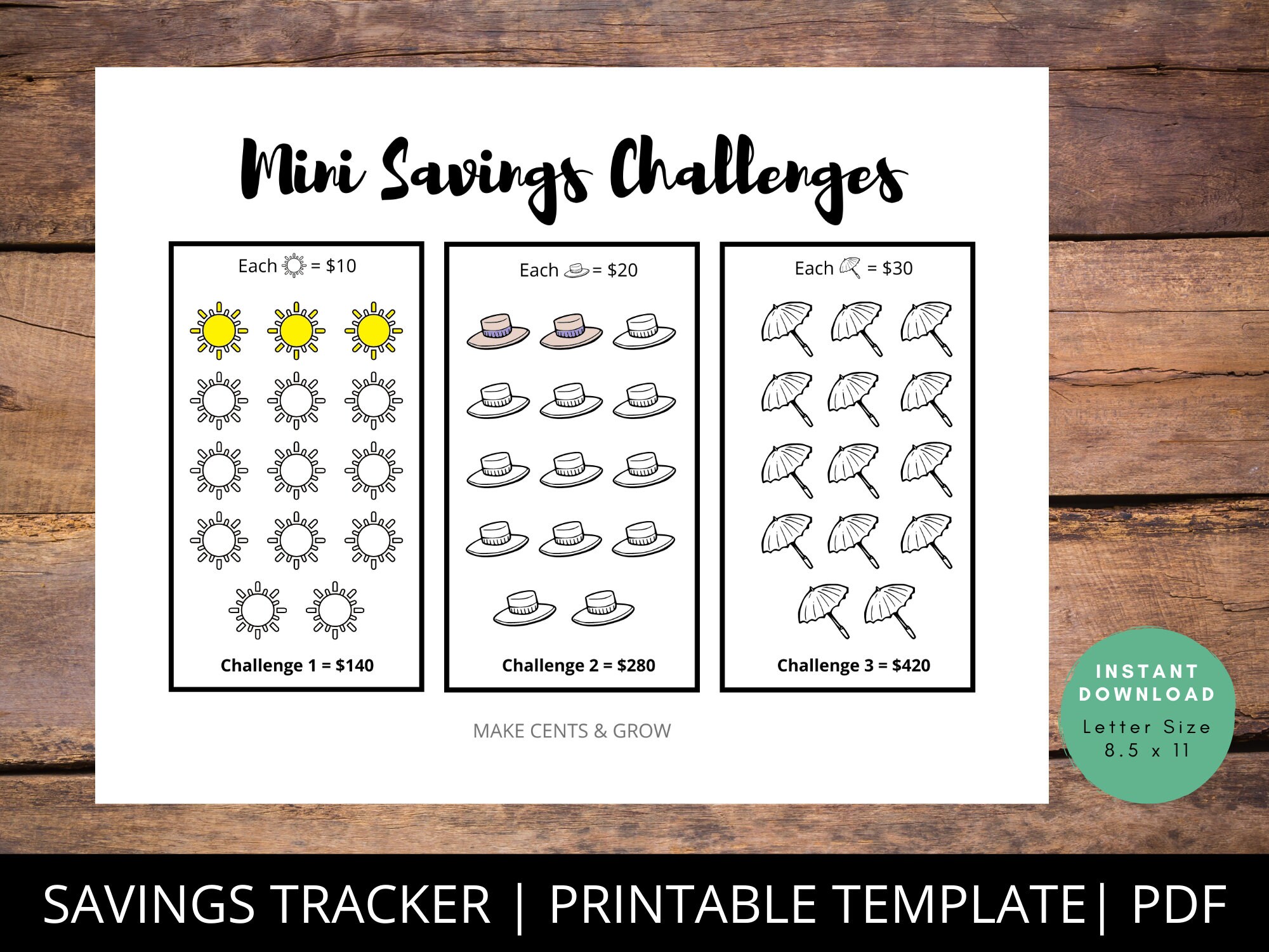 Mini Savings Challenge Summer Money Challenge PDF Money Saving Tracker ...