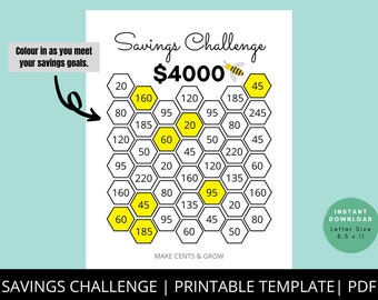Savings Challenge Printable - Etsy