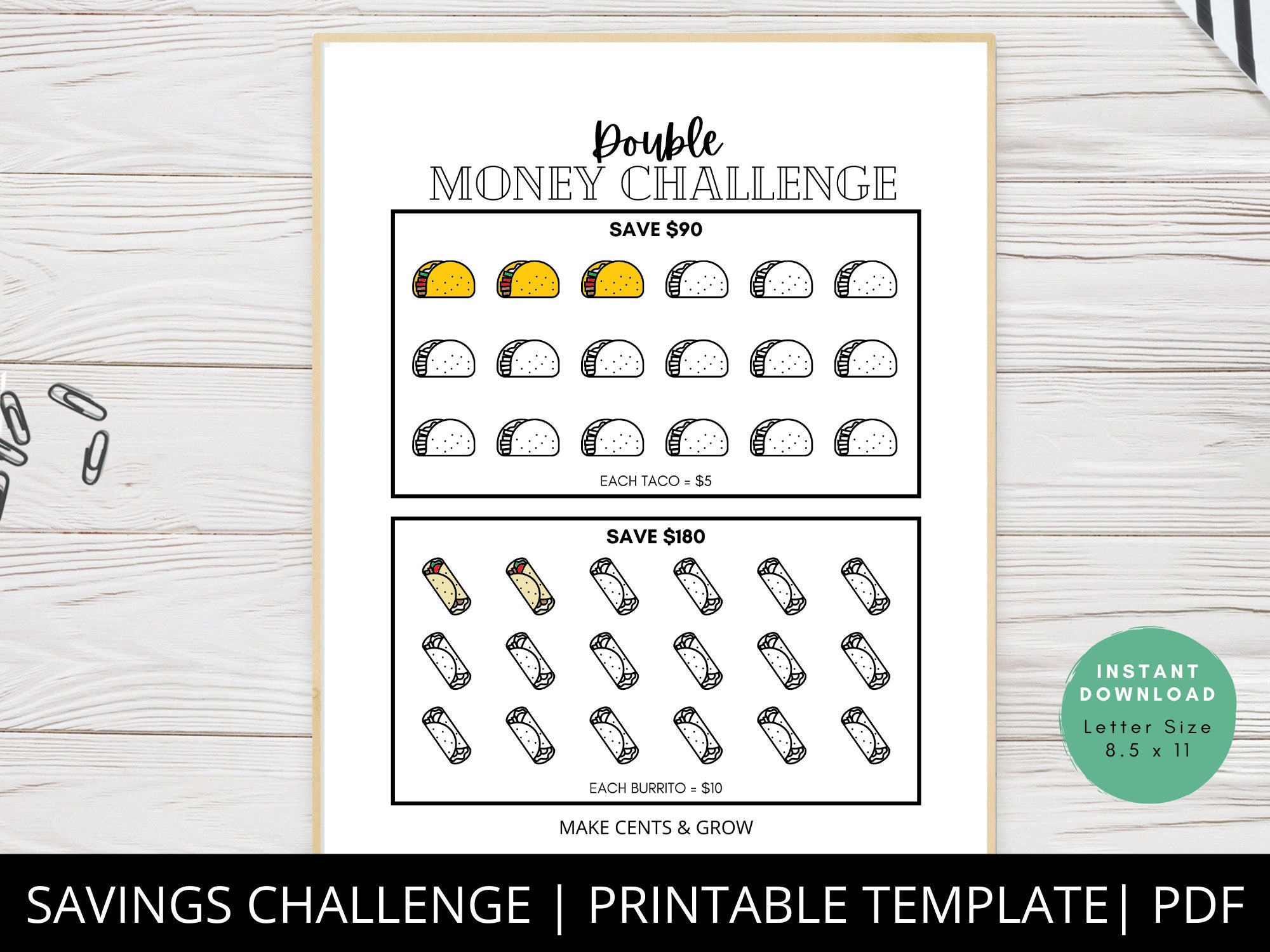 PDF Savings Challenge Financial Goal Tracker Saving Money Savings ...