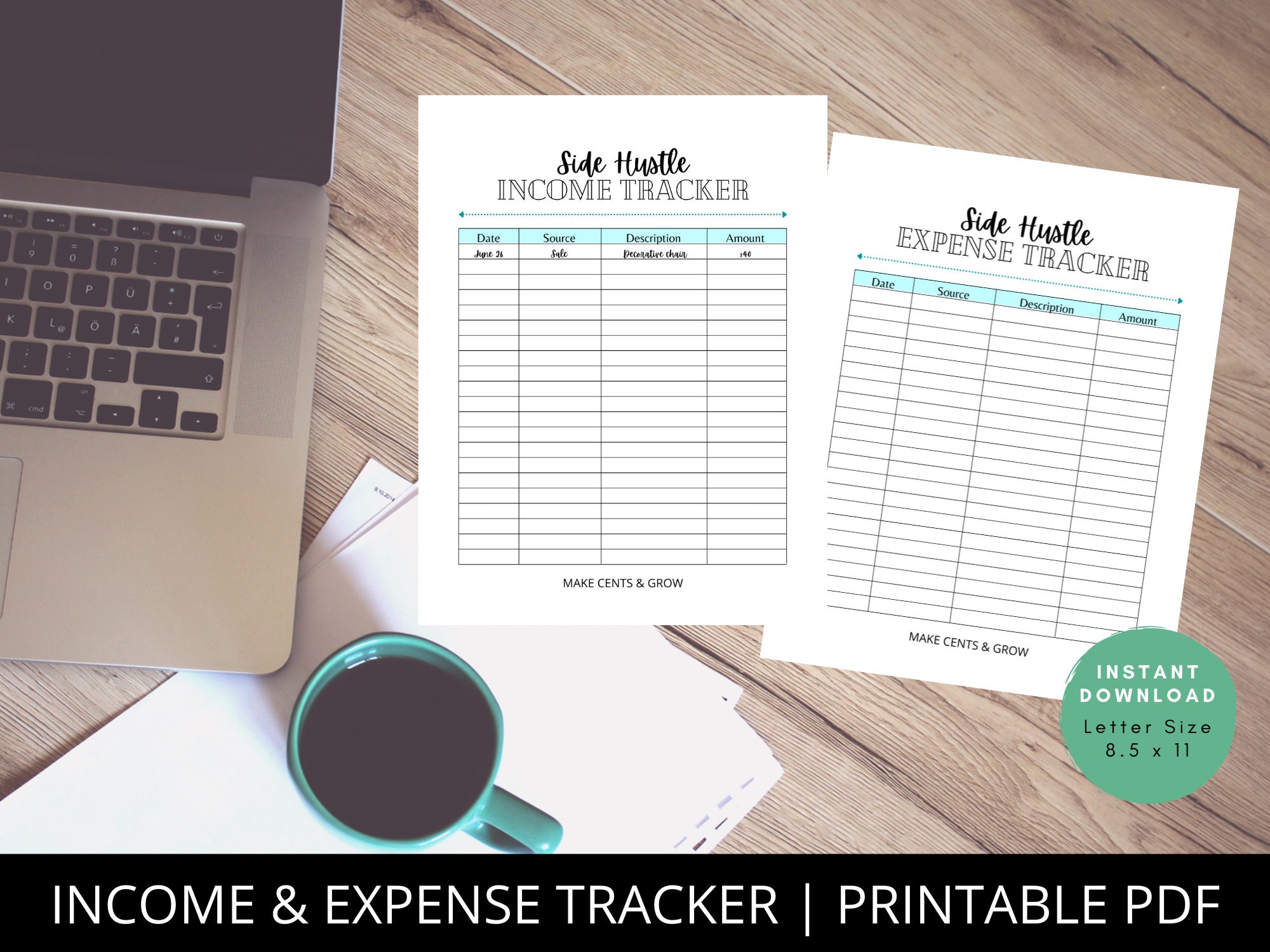 Income & Expense Tracker Side Hustle Income Tracker Income Log Expense ...