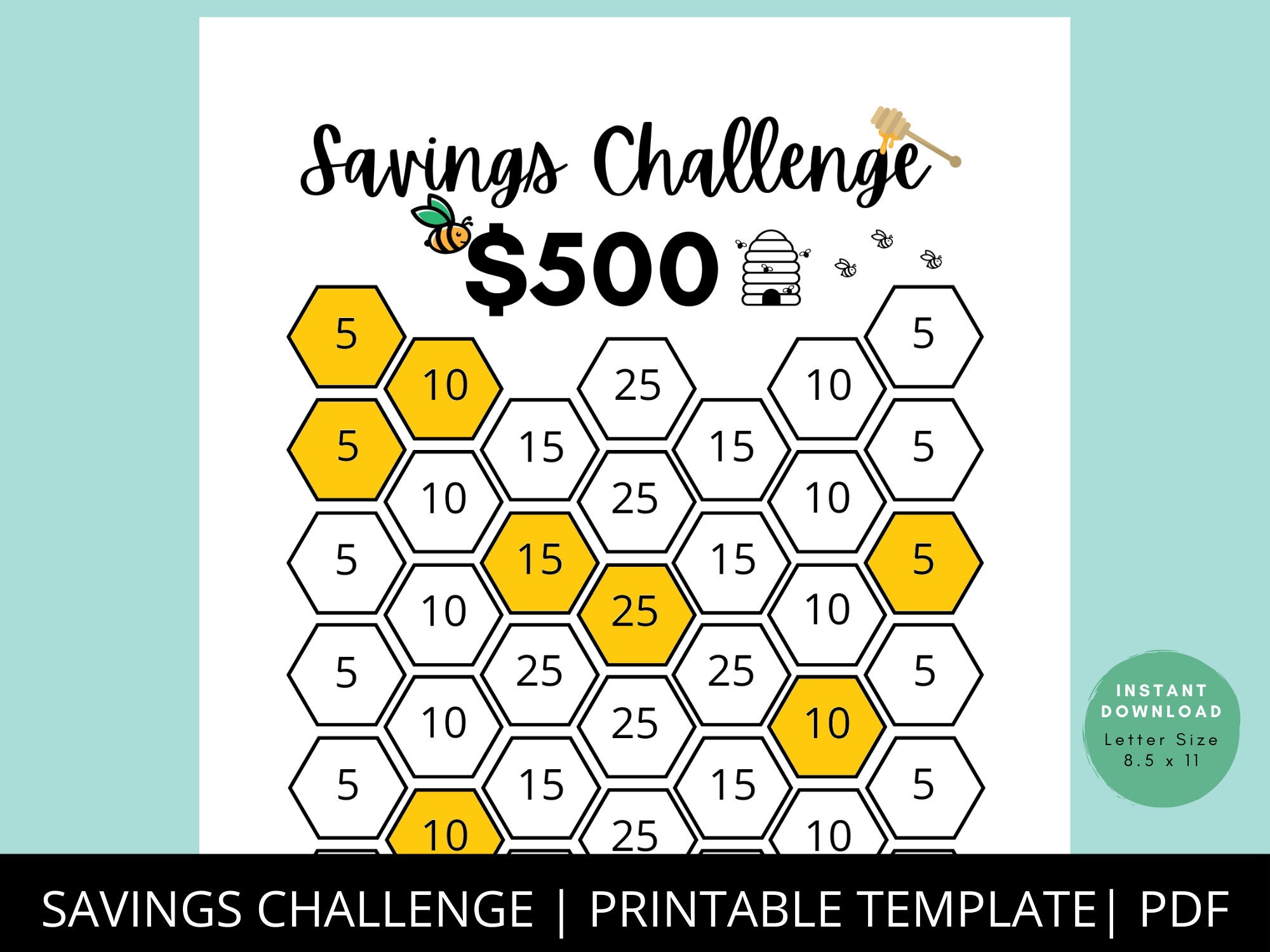 Money Saving Challenge 500 Dollars Savings Fund - Etsy