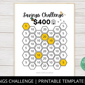 Money Challenge 400 Savings Goal Worksheet to Save Money - Etsy