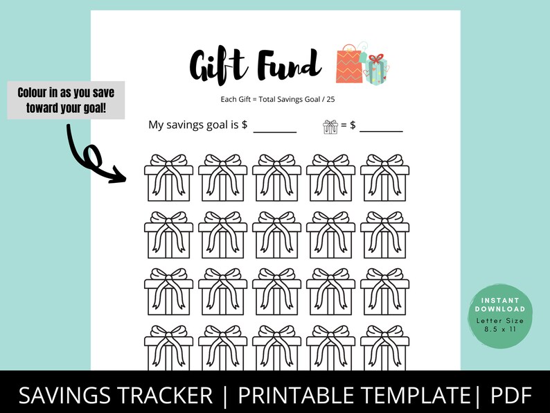 Christmas Gift Saving Challenge Money Saving Worksheet PDF Budget ...