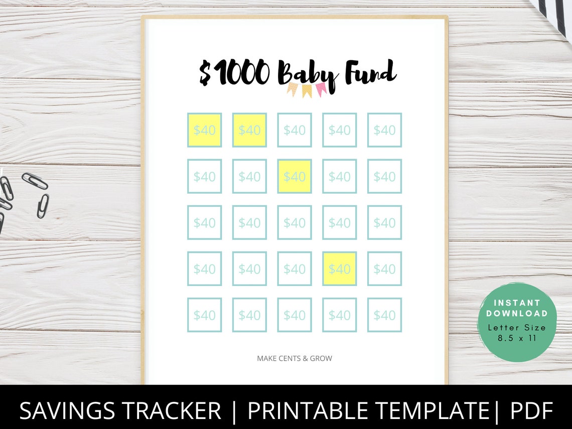 Baby Fund Savings Challenge Save 1000 Money for Baby - Etsy