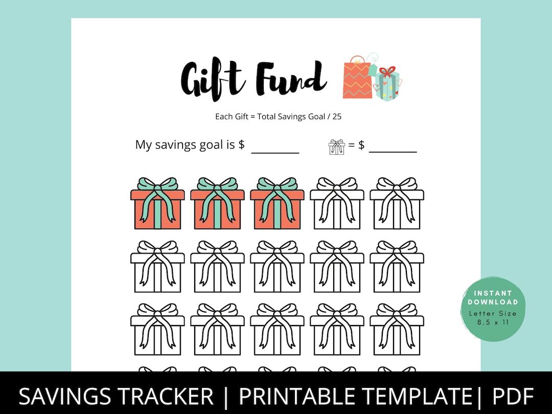 Christmas Gift Saving Challenge Money Saving Worksheet PDF Budget ...