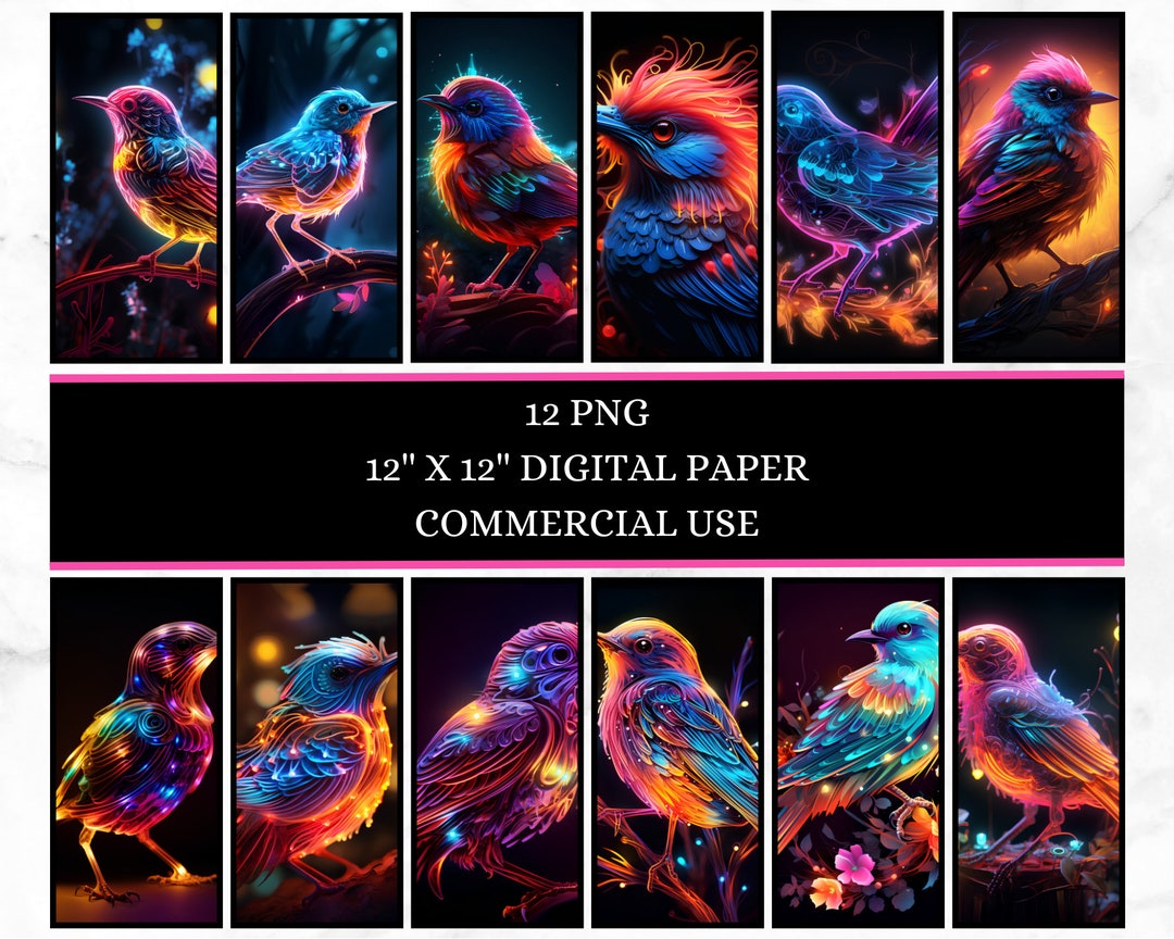 Glowing Birds Digital Paper Png - Etsy