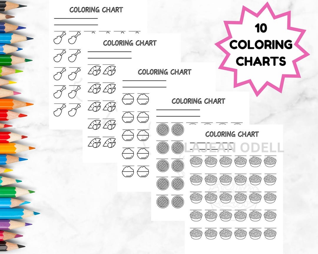10 Blank Thanksgiving Color Swatch Charts, Cute Bundle for Coloring ...