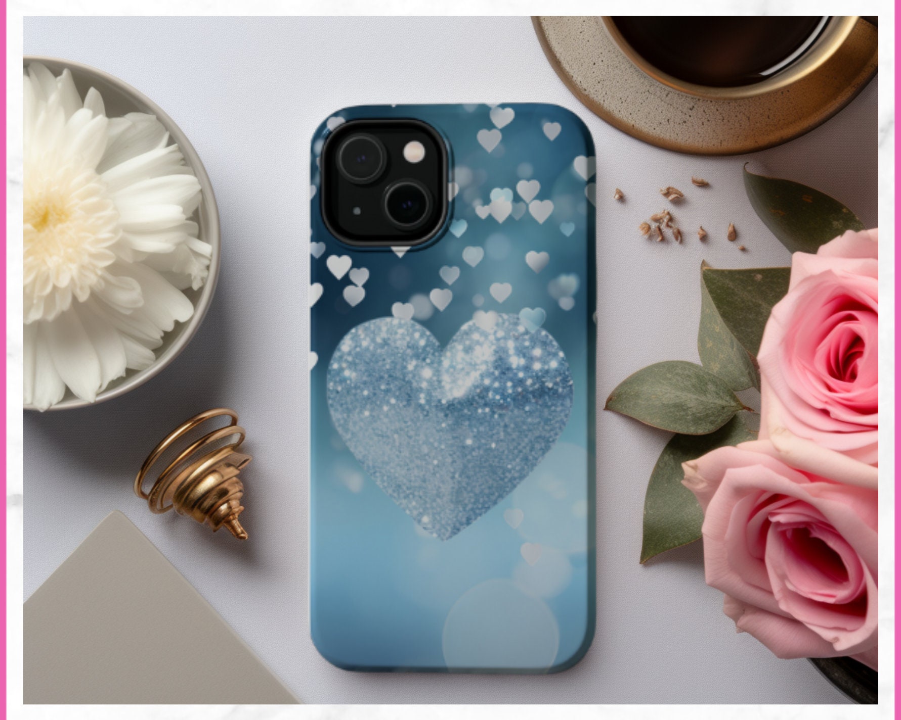 Blue Falling Hearts Digital Paper Png - Etsy