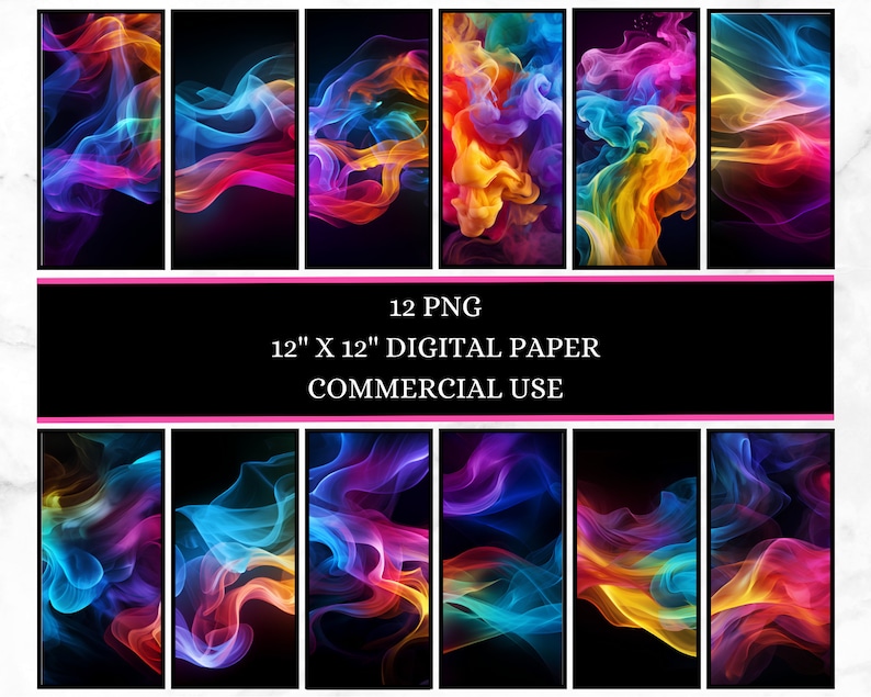 3D Rainbow Smoke Digital Paper Png - Etsy