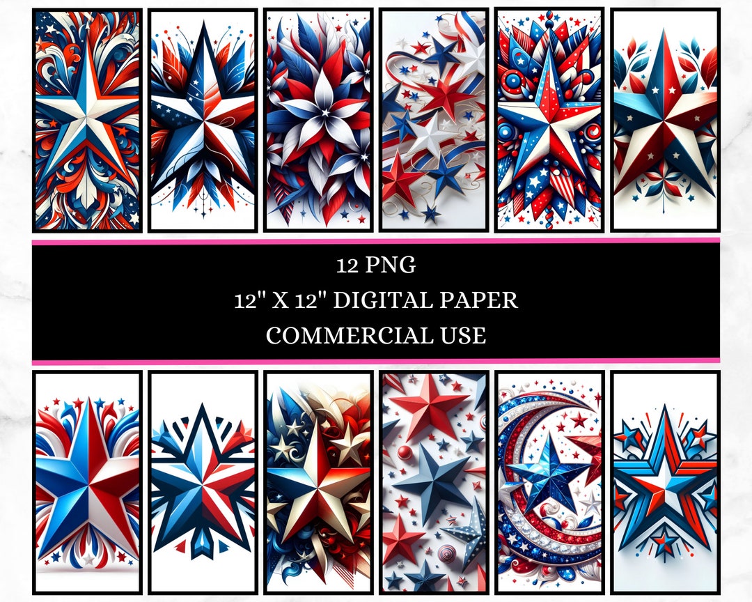 Red White and Blue Stars Digital Paper - Etsy
