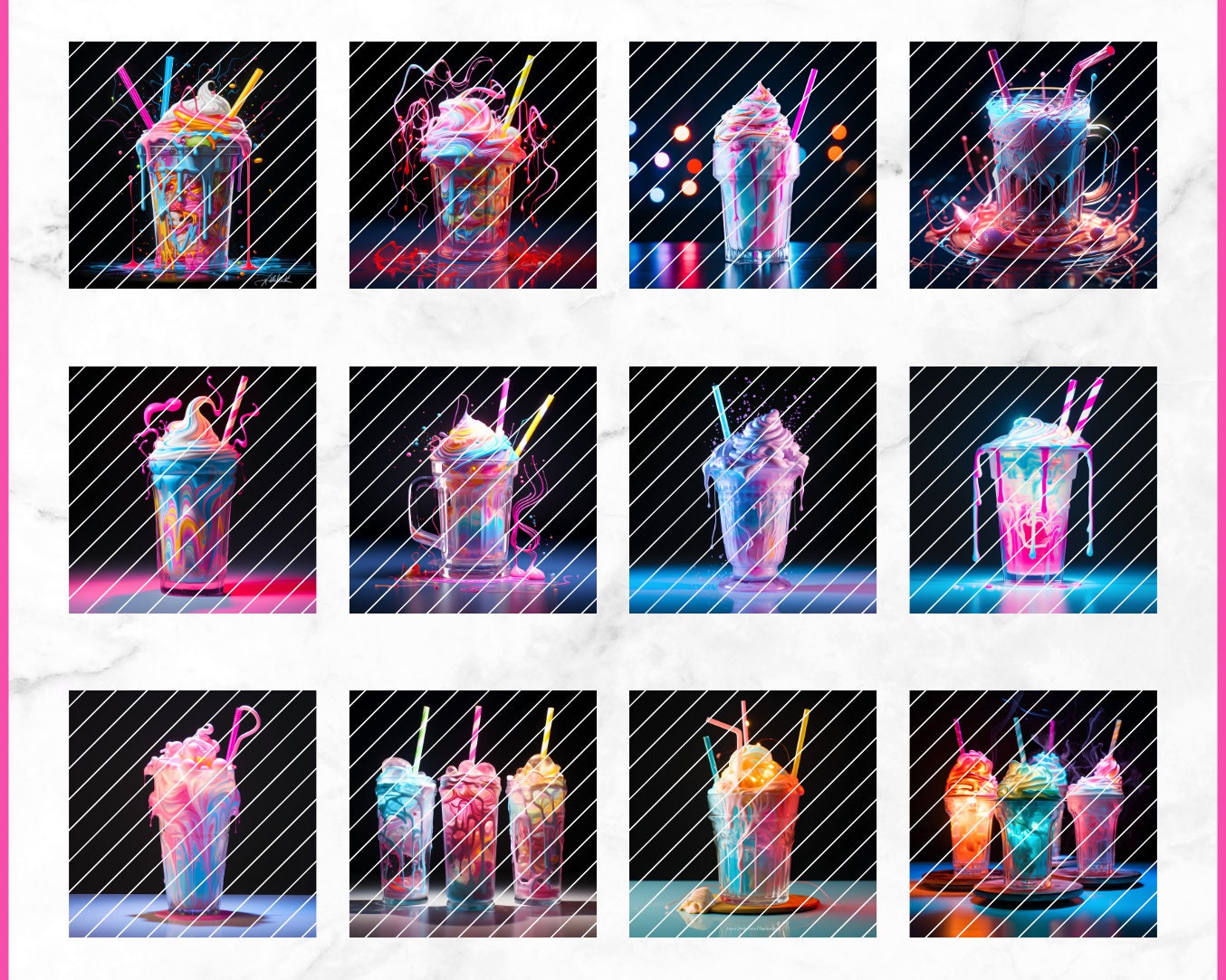 Neon Milkshake Digital Paper Png - Etsy