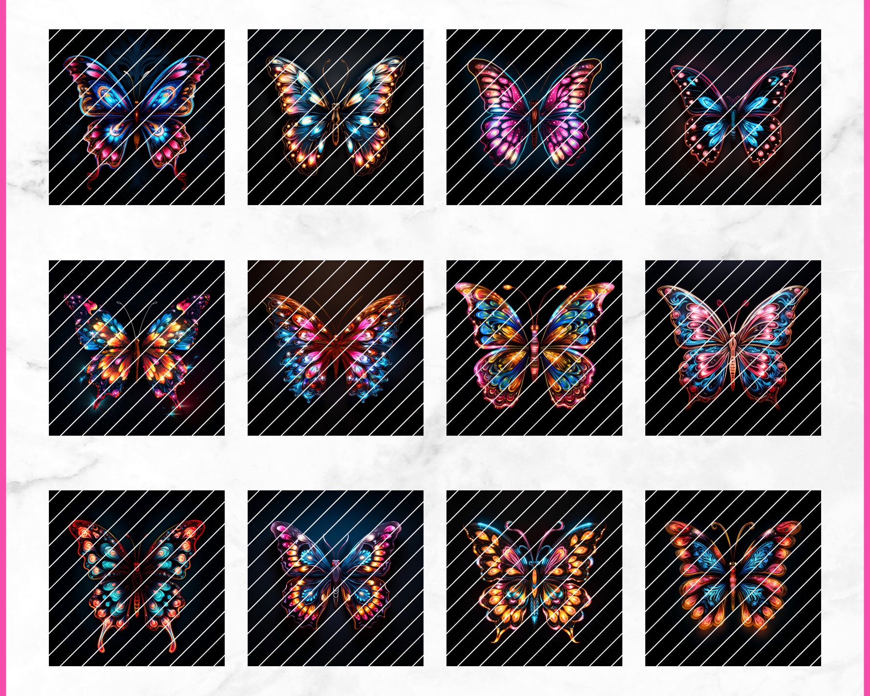 Neon Butterfly V2 Digital Paper Png - Etsy