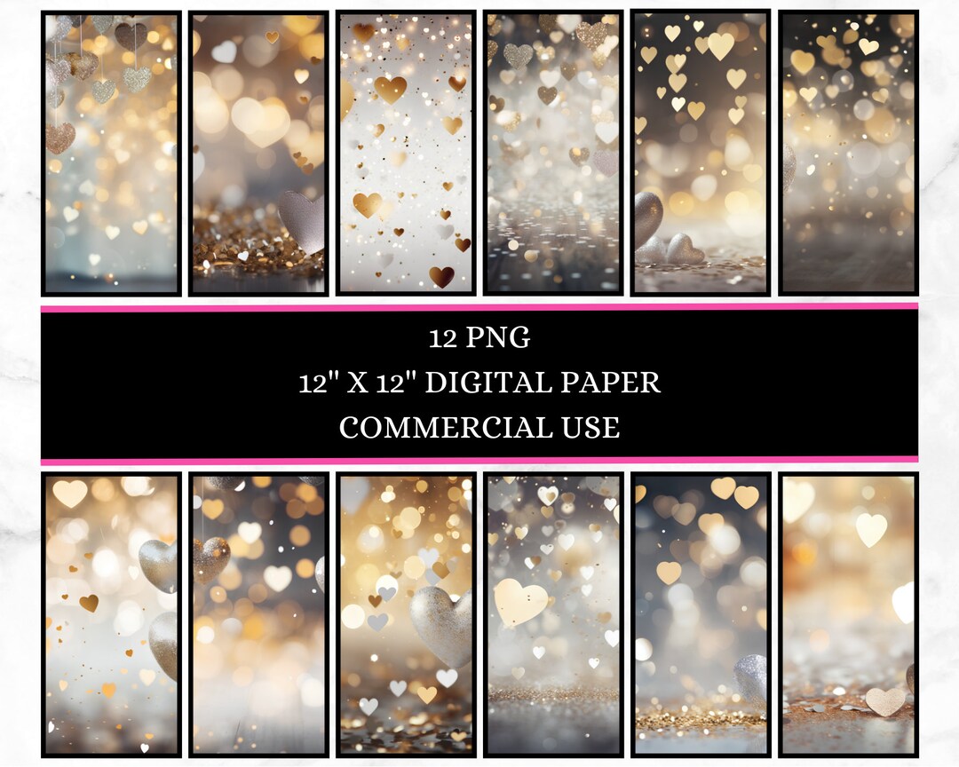 Gold Falling Hearts Digital Paper Png - Etsy