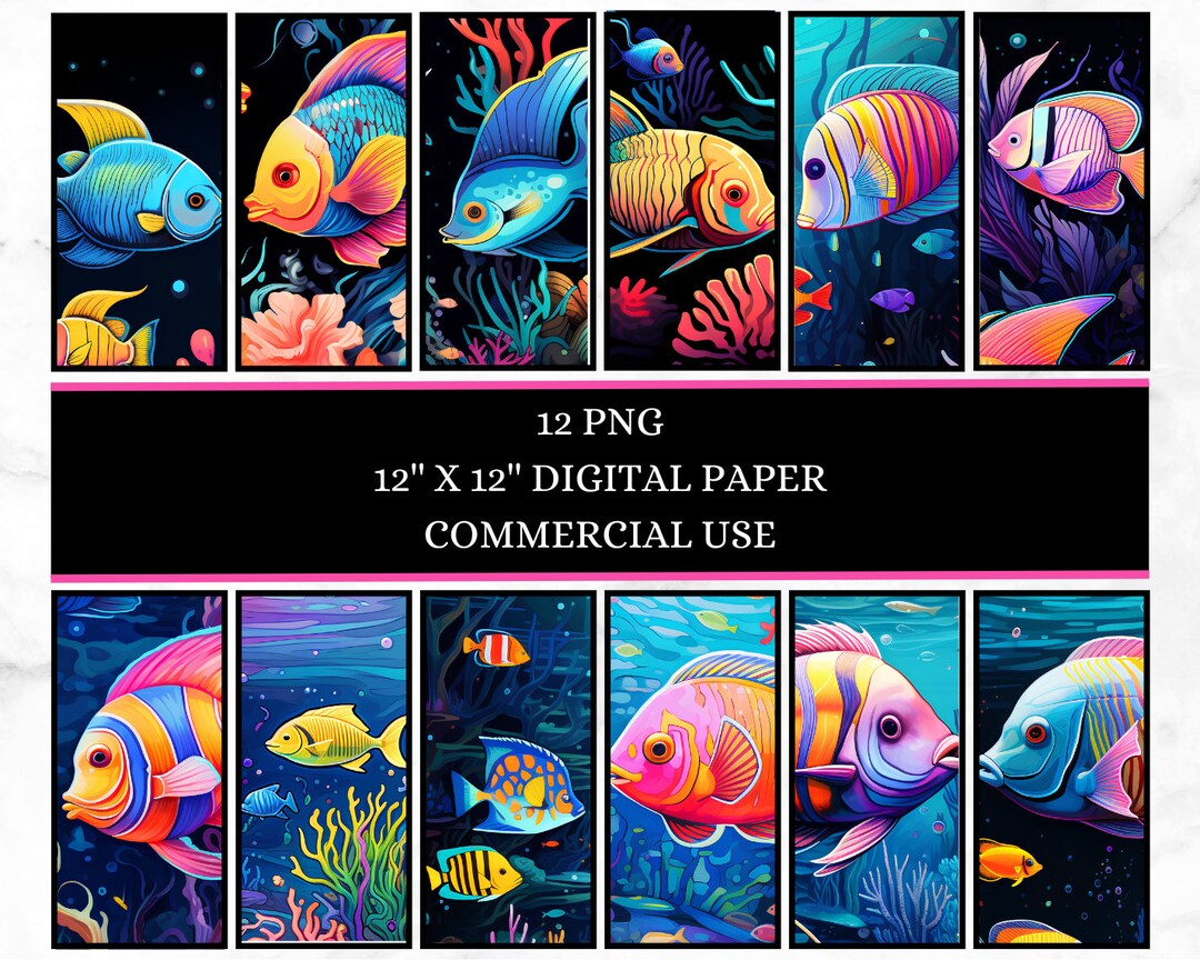 Colorful Fish Digital Paper Png - Etsy