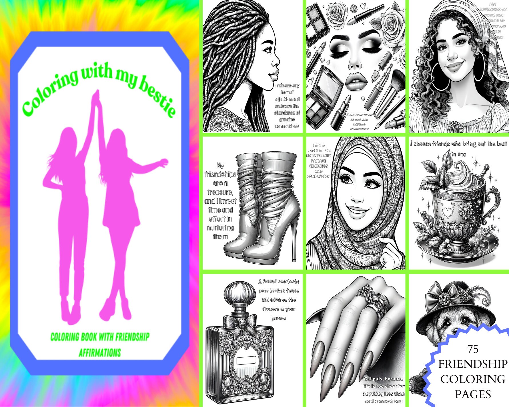 Coloring With My Bestie Coloring Book With Friendship Affirmations Pdf ...