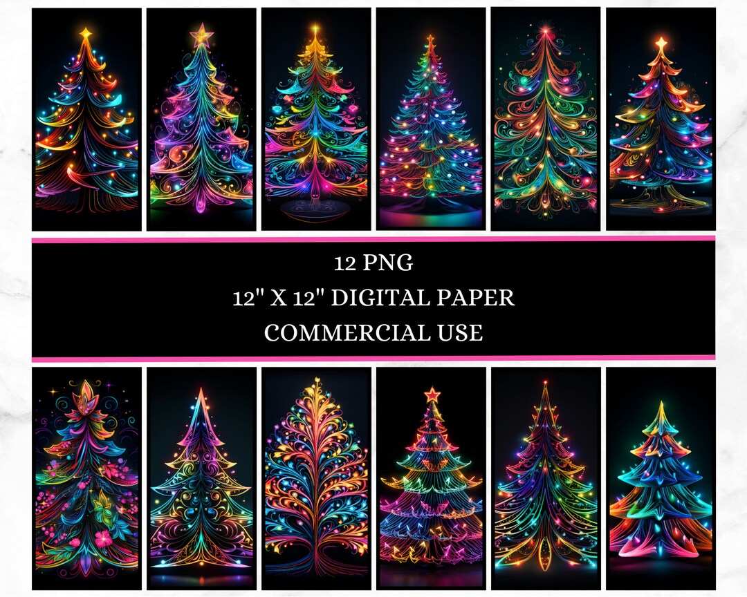Colorful Christmas Tree Digital Paper Png - Etsy