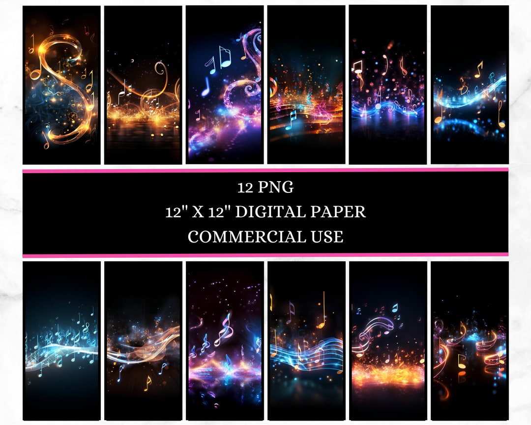 Glowing Music Notes Digital Paper Png - Etsy