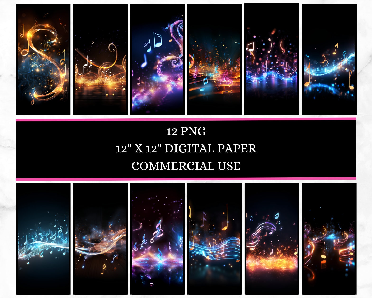 Glowing Music Notes Digital Paper Png - Etsy