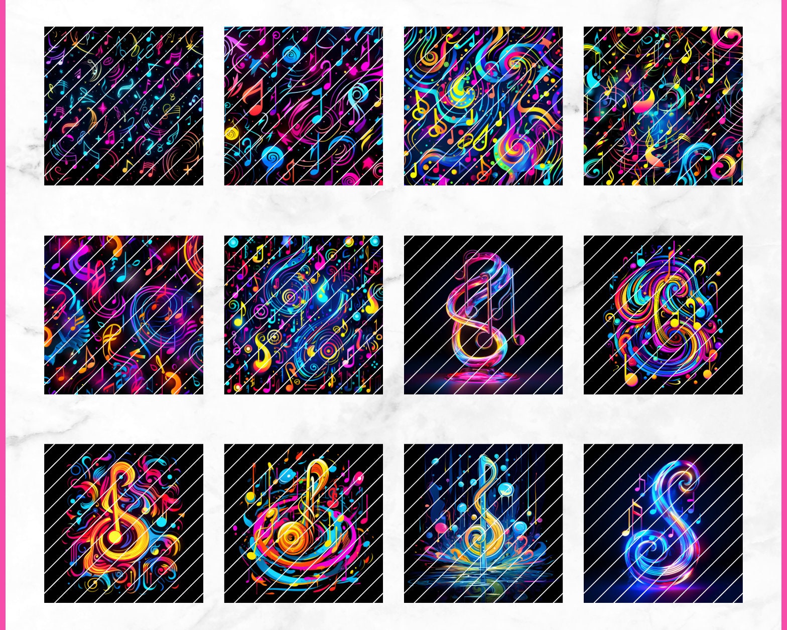 Neon Music Notes Digital Paper Png - Etsy