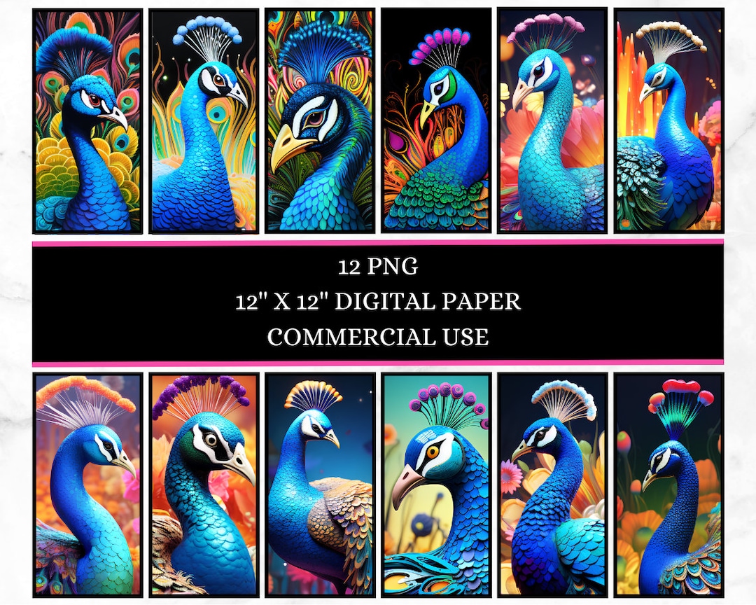 Colorful Peacock Digital Paper Png - Etsy