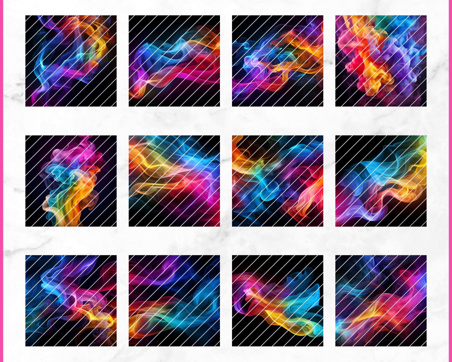 3D Rainbow Smoke Digital Paper Png - Etsy