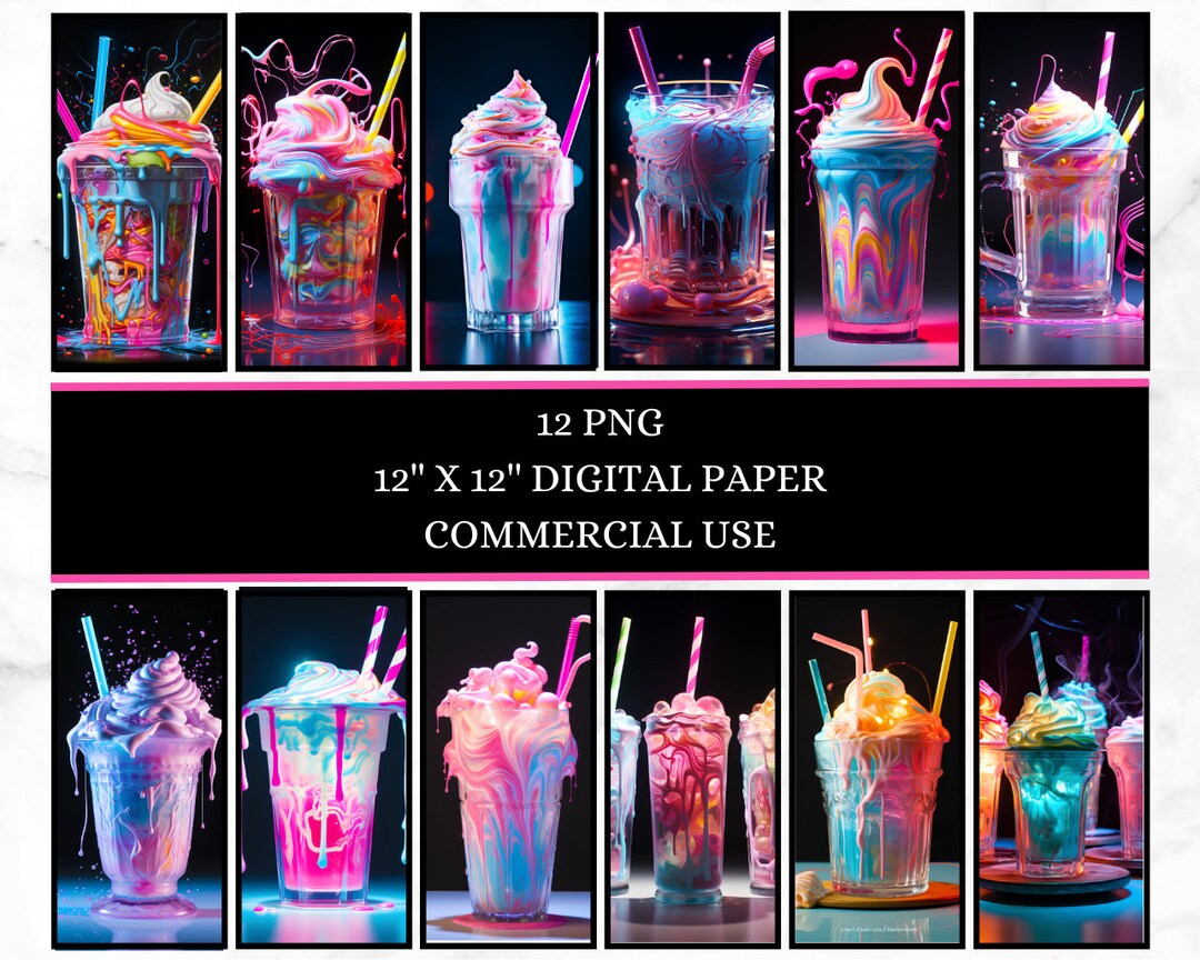Neon Milkshake Digital Paper Png - Etsy
