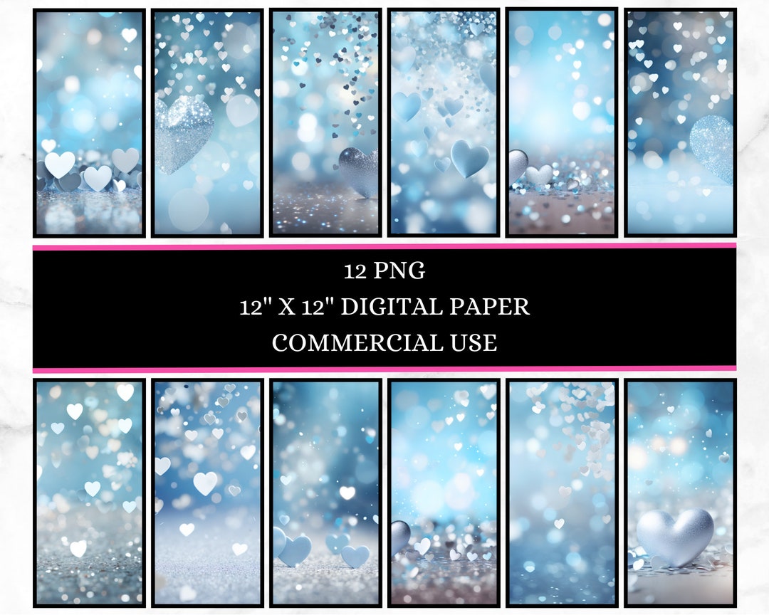 Blue Falling Hearts Digital Paper Png - Etsy