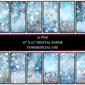 Blue Falling Hearts Digital Paper Png - Etsy