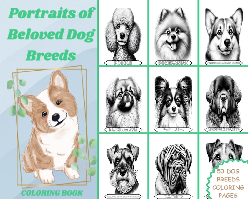 Portraits of Beloved Dog Breeds Coloring Book - Etsy