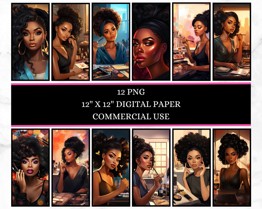 Black Woman Makeup Artist Digital Paper Png - Etsy