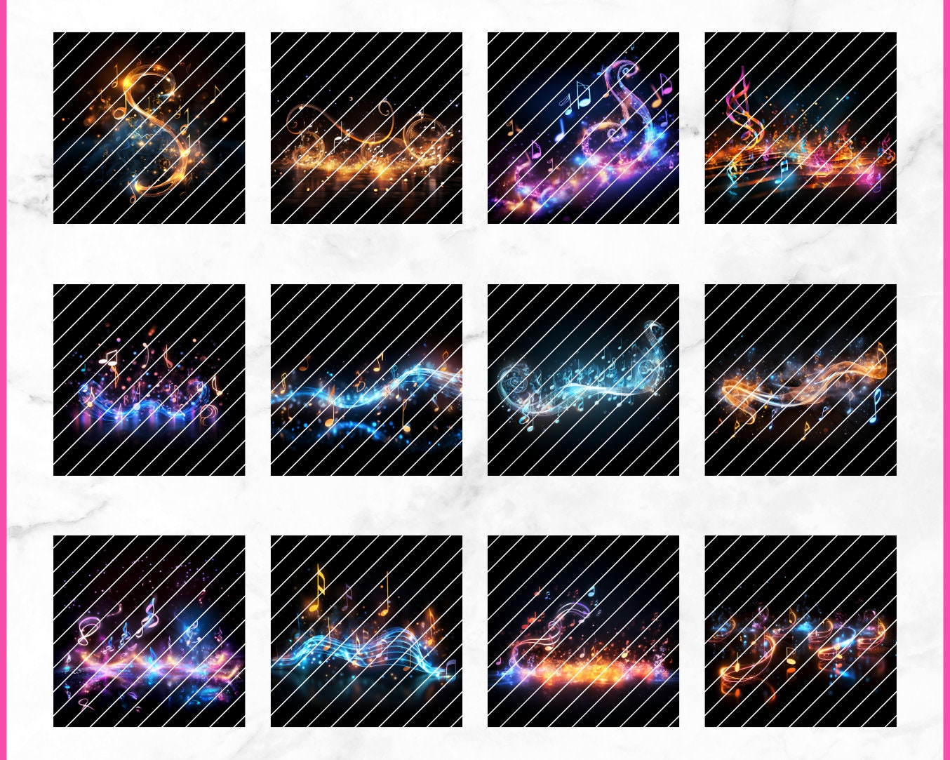 Glowing Music Notes Digital Paper Png - Etsy