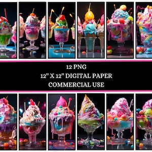 Neon Sundae Digital Paper Png - Etsy