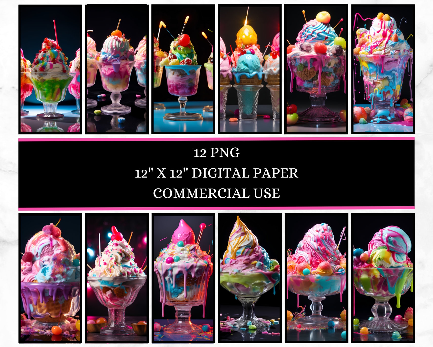 Neon Sundae Digital Paper Png - Etsy