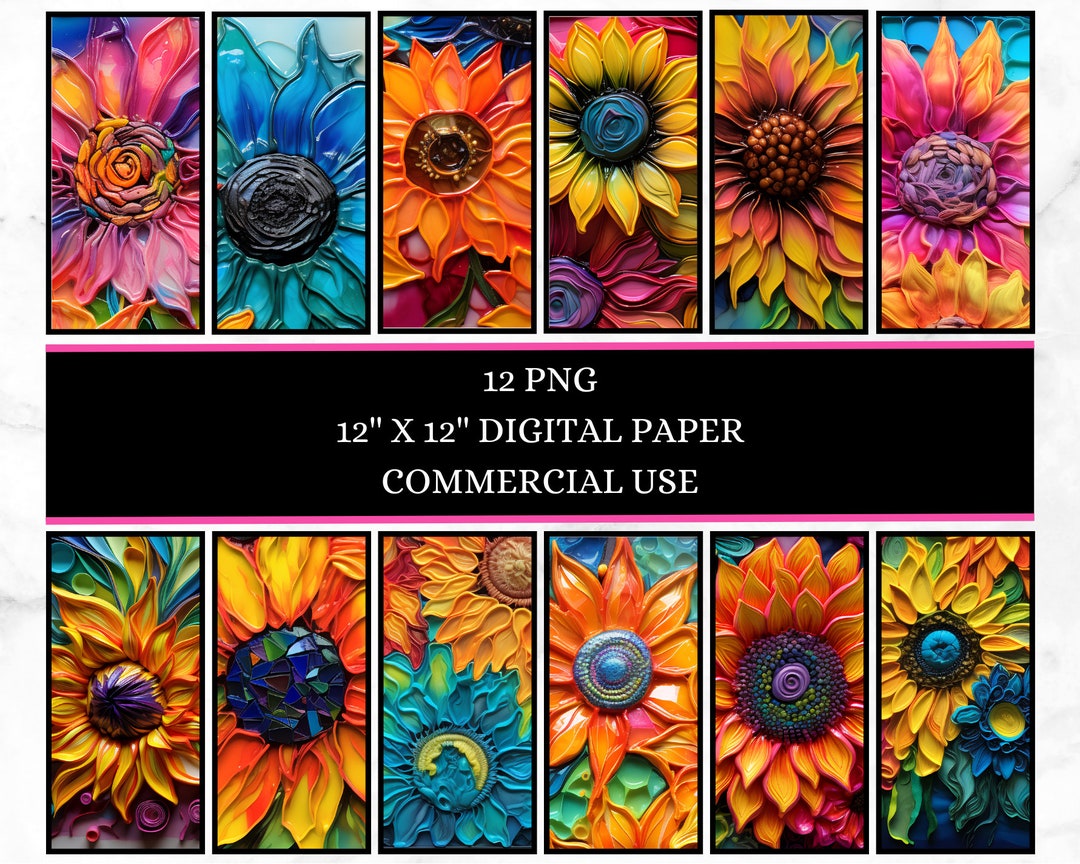 3D Alcohol Ink Sunflowers Digital Paper Png - Etsy
