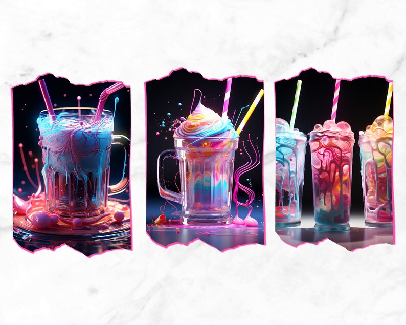 Neon Milkshake Digital Paper Png - Etsy