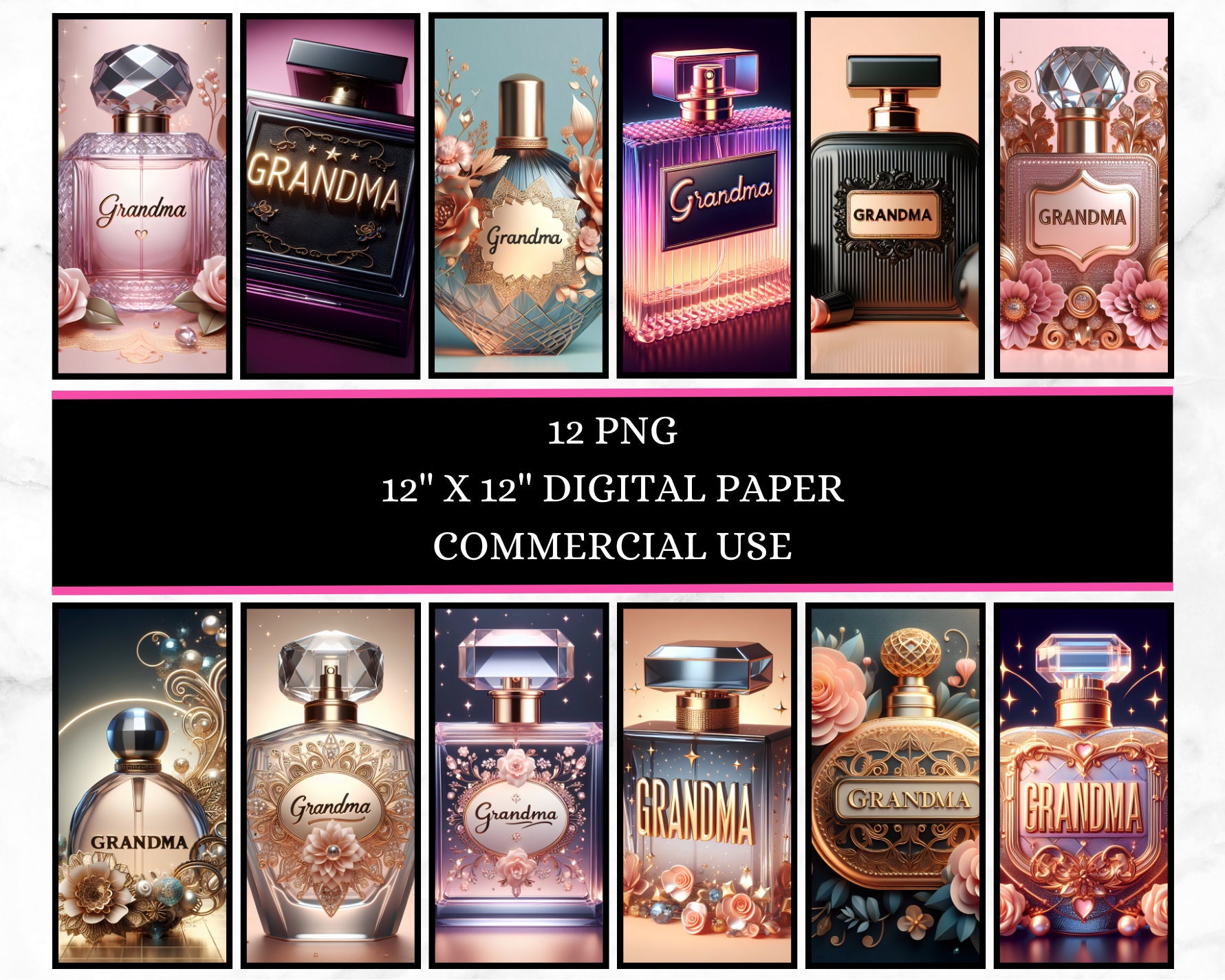 3D Grandma Perfume Digital Paper Png - Etsy
