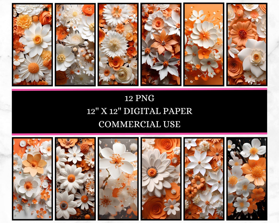 Orange and White Digital Paper Png - Etsy