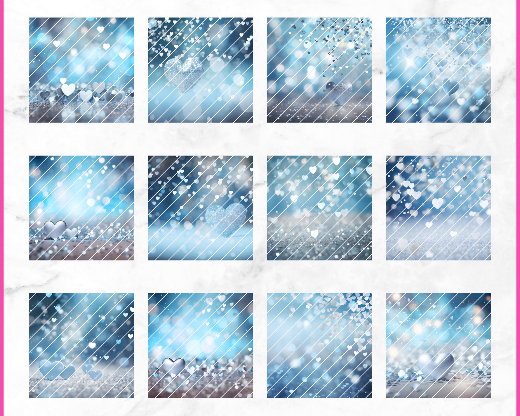 Blue Falling Hearts Digital Paper Png - Etsy