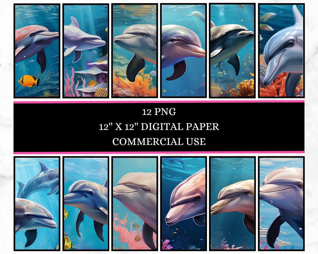 Dolphins in the Ocean Digital Paper Png - Etsy