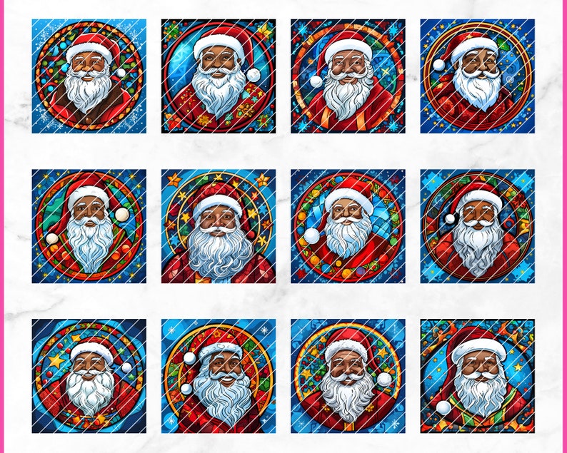 Black Santa Square Digital Paper Png - Etsy