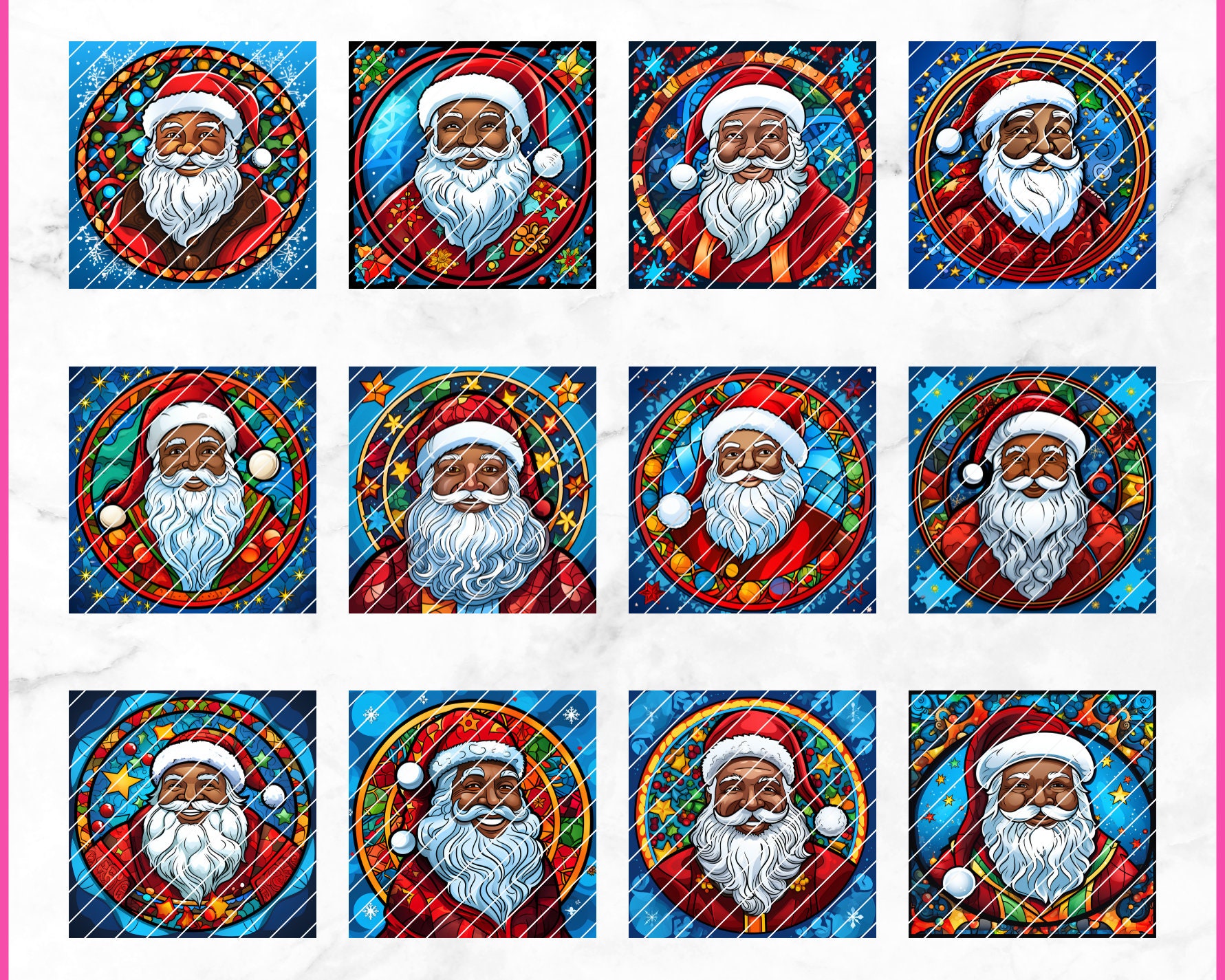 Black Santa Square Digital Paper Png - Etsy