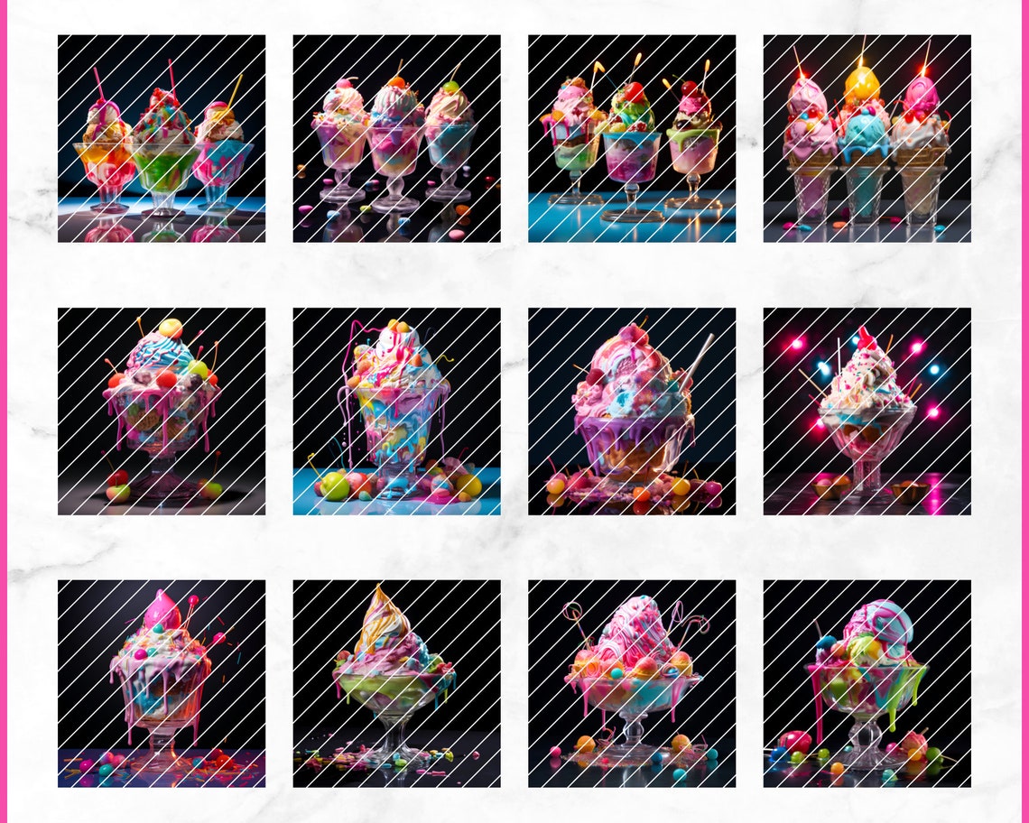 Neon Sundae Digital Paper Png - Etsy