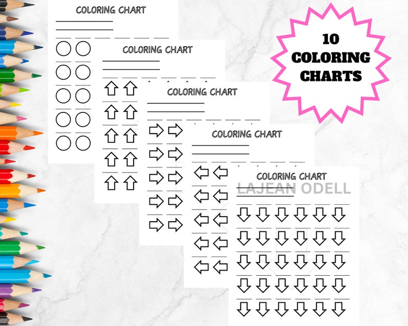 10 Blank Shapes Color Swatch Charts, Cute Bundle for Coloring Pencils ...