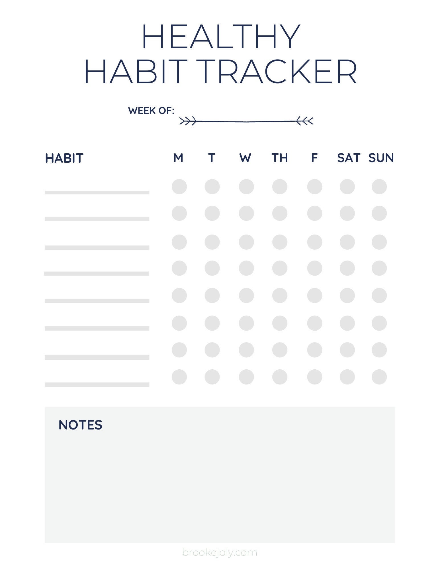 Healthy Habit Tracker Printable_navy - Etsy